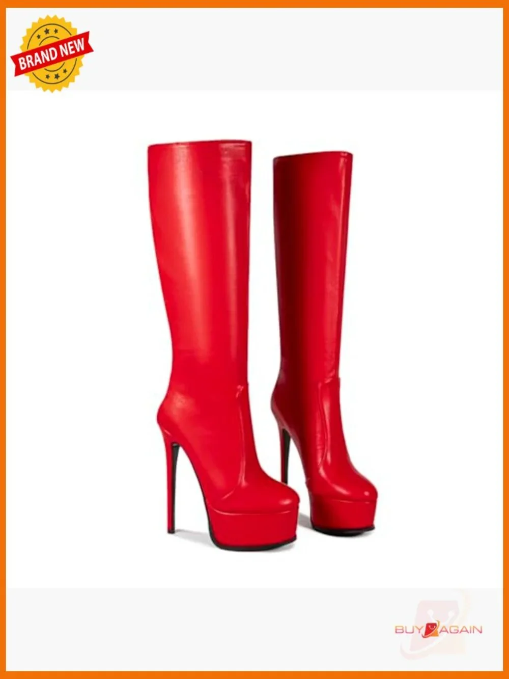 Shoes | Knee High Stiletto Heel Boots Round Toe Back Zip Wide Calf ...